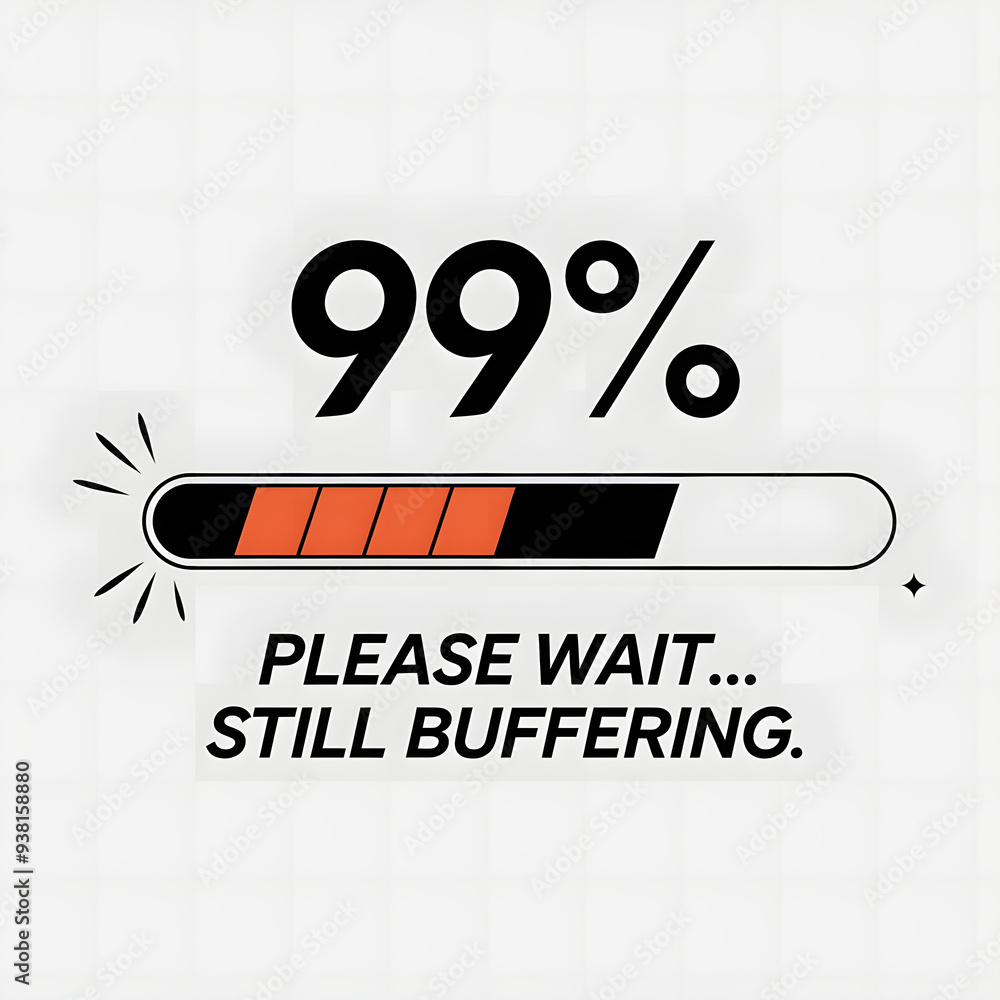 Please Wait... Still Buffering – 99% Loading Bar T-Shirt Design. Stock ...