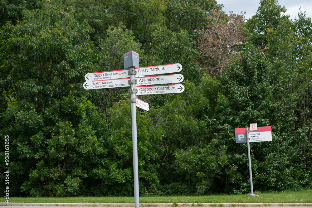 campus compass signs on the grounds of York University official address ...