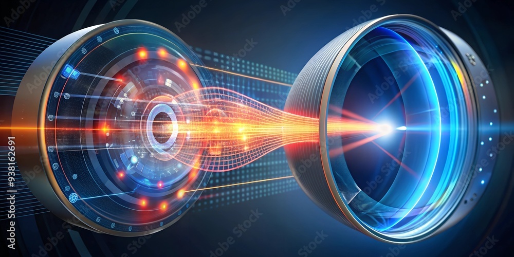 Quantum Leap: A vibrant portal of energy flows between two futuristic ...