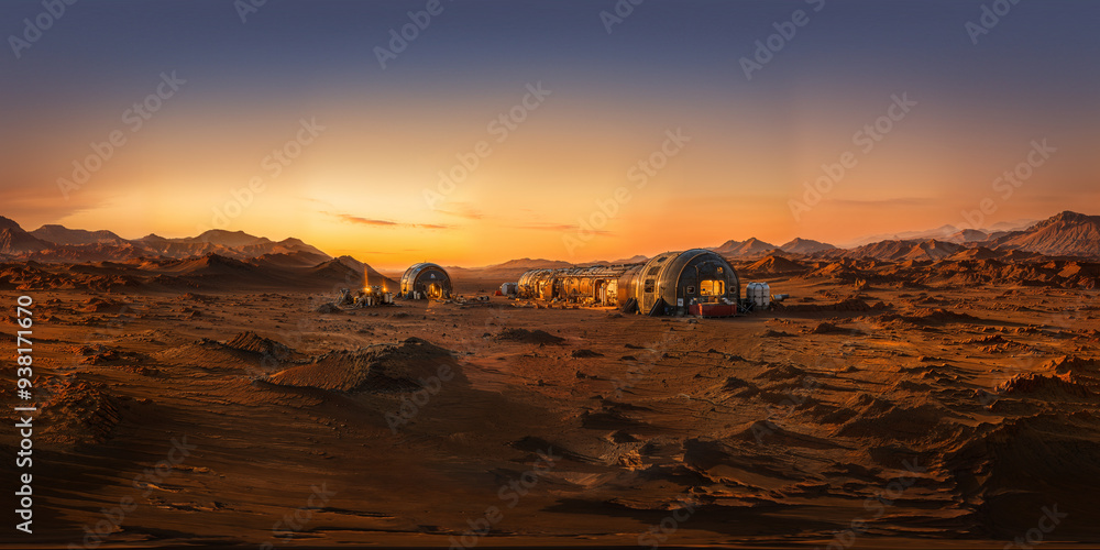 Science base and Space shuttle on Mars land 8K VR, VR 360 degree Mars ...