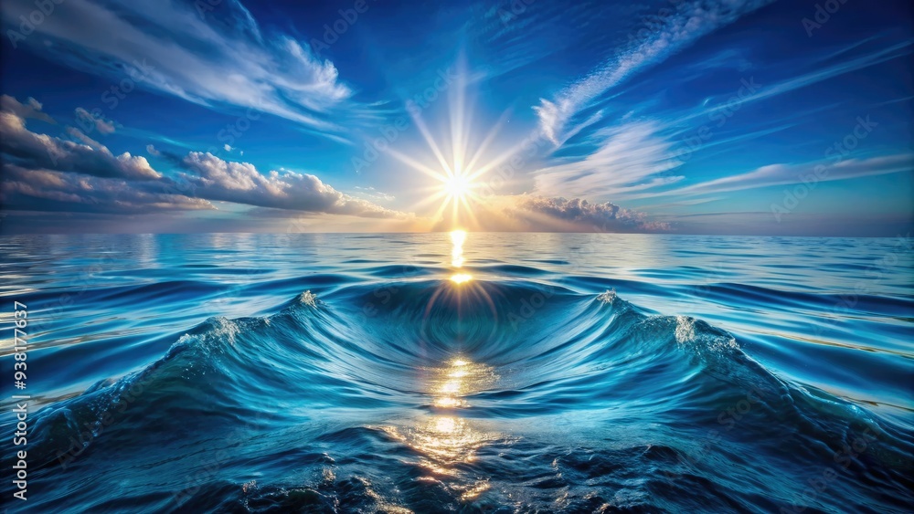 Calm ocean water surface shattered by sudden splash, creating a ...