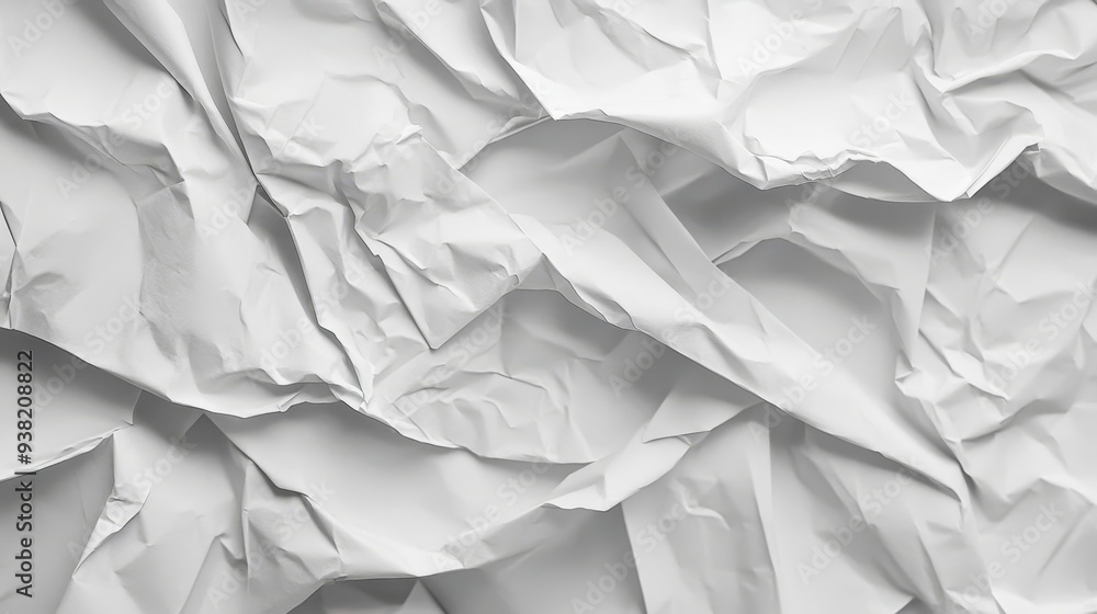 Textured white crumpled paper revealing creases and folds in various ...