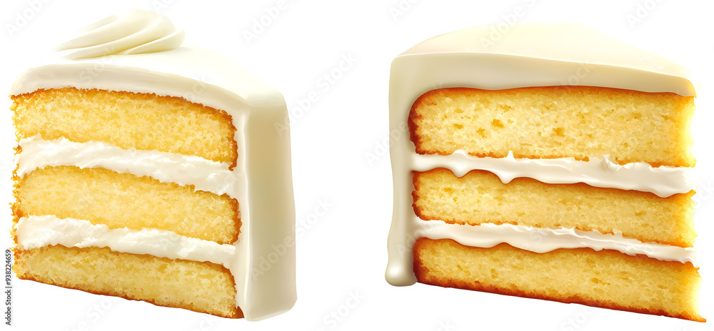 Vanilla Cake Slice, isolated on transparent background: A single slice ...