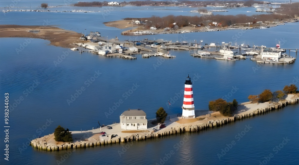 Aerial view of the Thomas Point Shoal Lighthouse in Annapolis, Maryland ...