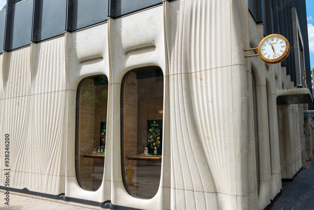 exterior building and sign of Rolex Boutique at Royal de Versailles ...