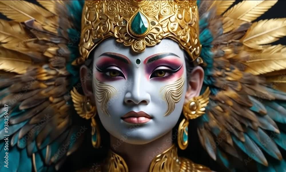 A majestic garuda, a mythical creature resembling a bird of prey with ...