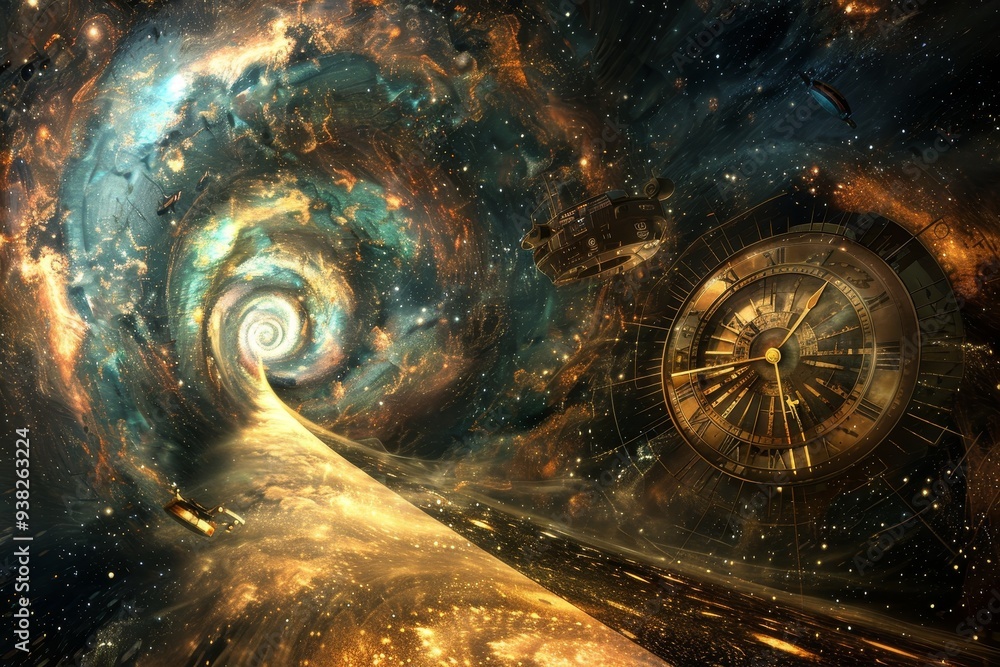 clock in the center of galaxy, parallel dimension where time flows ...