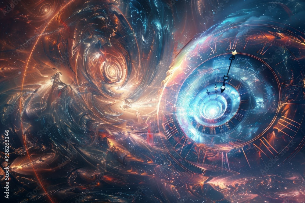 clock in the center of galaxy, parallel dimension where time flows ...