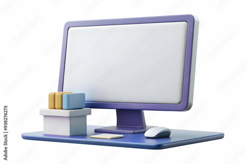 Minimalist vector of desktop computer and whiteboard on white ...