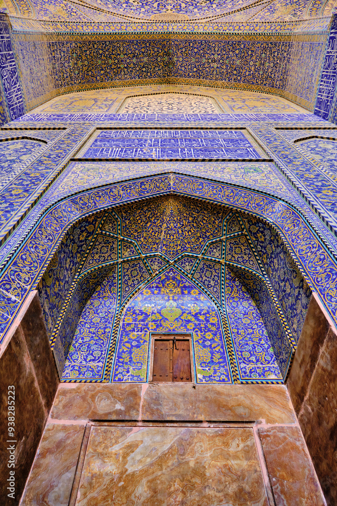 Isfahan, Iran, Low angle view of Shah Mosque known also as Imam Mosque ...