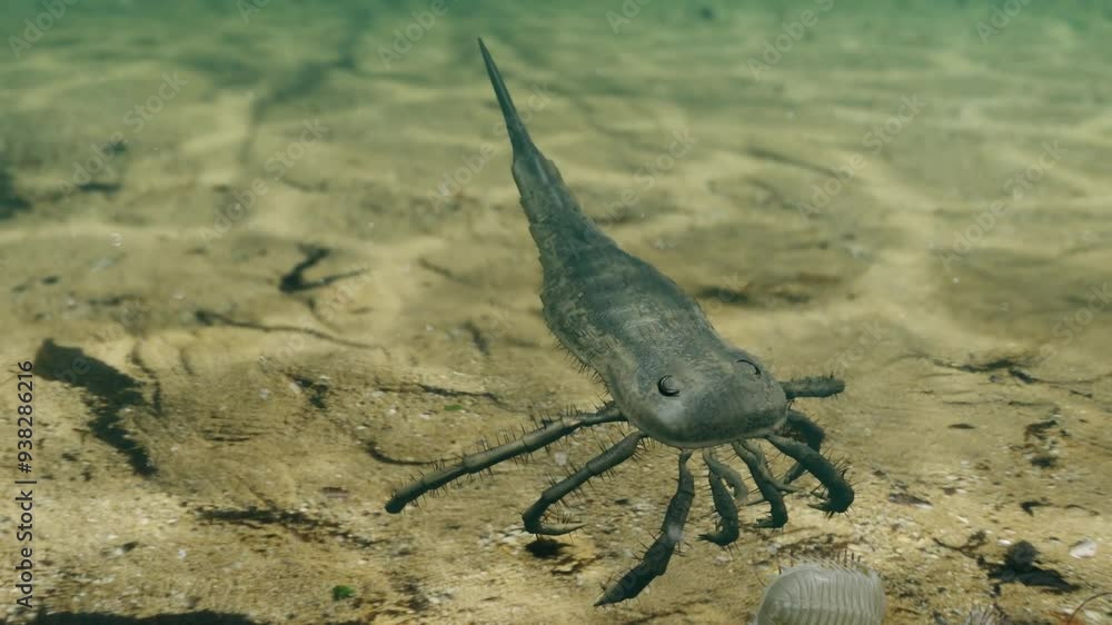 An animation of prehistoric Eurypterid Kokomopterus (Sea Scorpion ...