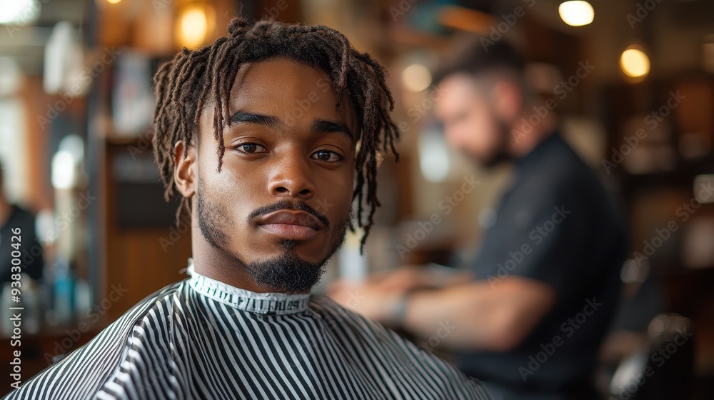Black Man with Dreadlocks Getting a Haircut in a Barbershop ...