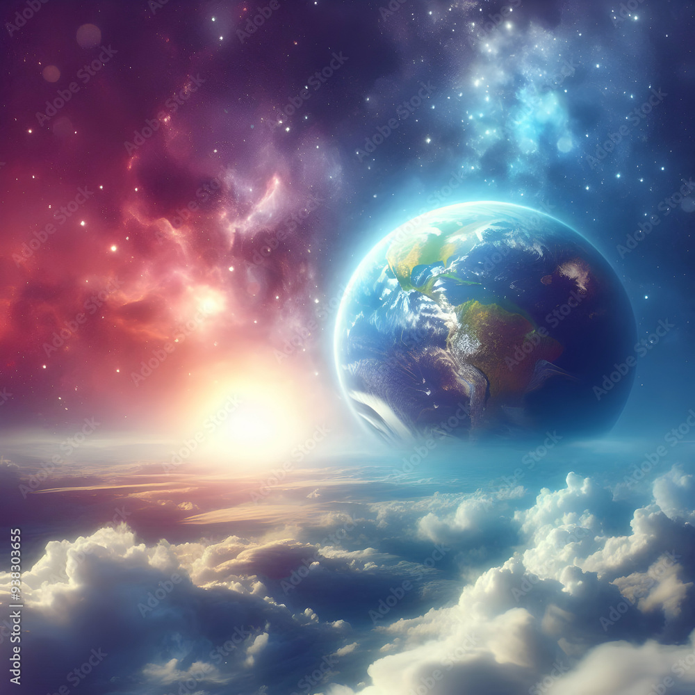 Stunning Photo Realistic Earth Daylight and Space Midnight Concept ...