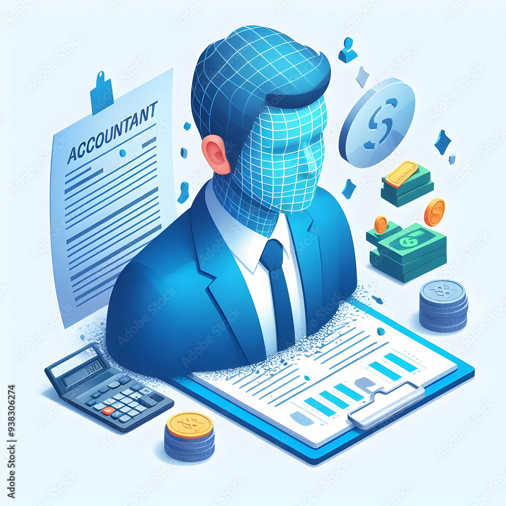 3d Flat icon as Accountant with audit failure report concept as An ...