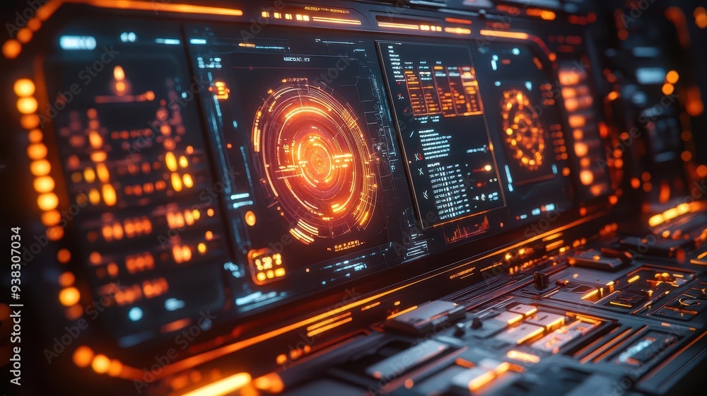 futuristic smart home control panel with holographic interface floating ...