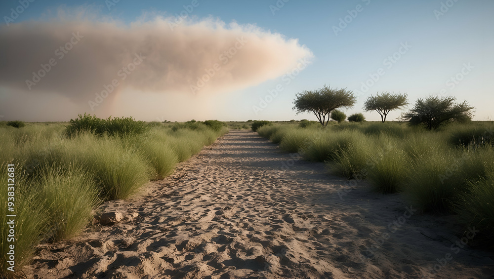 Photo Realistic as Heatwave and Lush Oasis concept as A view showing ...