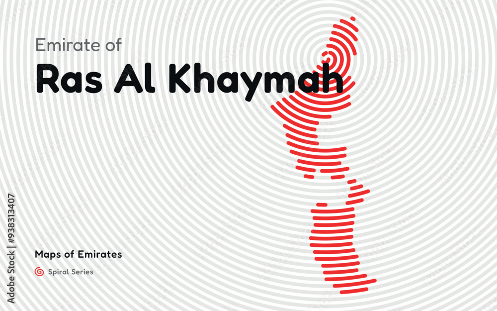 Abstract Map of Emirate of Ras Al Khaymah in a Circle Spiral Pattern ...