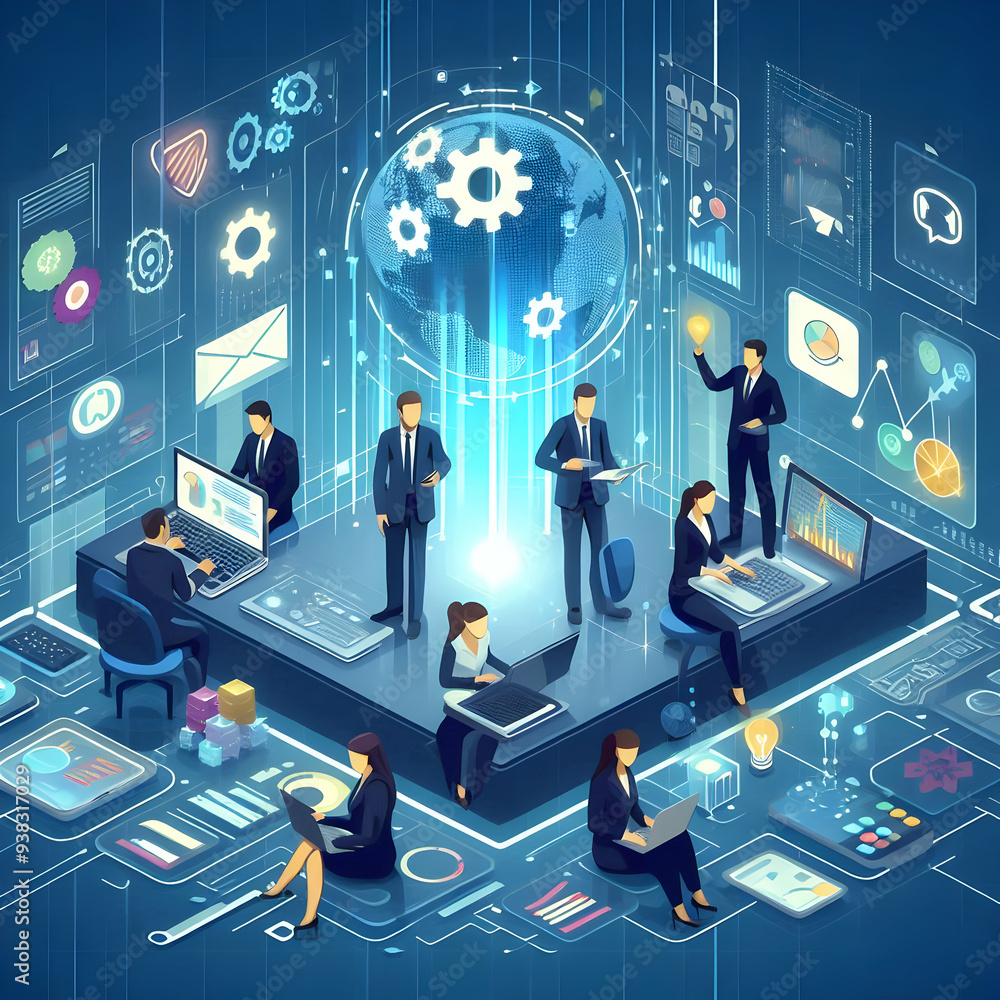 2D minimalize vector as Business team collaborating on a marketing ...