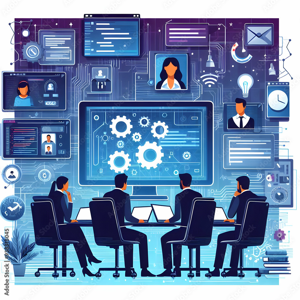 2D minimalize vector as Remote team collaborating on a software ...