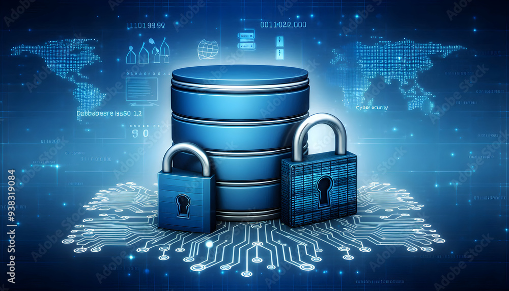 2d Vector As Secure Database Icon With A Database Symbol And Lock Concept As Vector Illustration