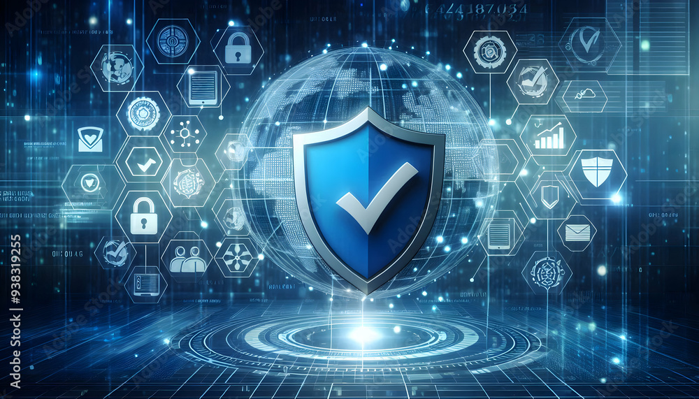 2D vector as Shield with a checkmark symbolizing verified security concept as Vector ...