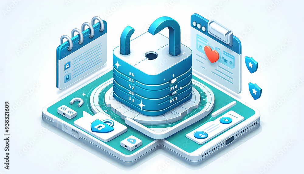 3d Flat vector as Data encryption icon with a padlock concept as Vector ...