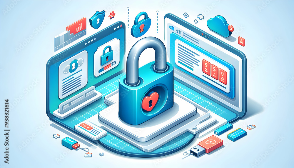 3d Flat vector as Data encryption icon with a padlock concept as Vector ...