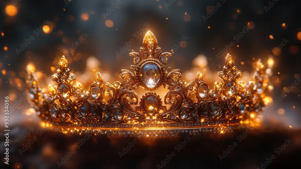 opulent crown forged from liquid gold ethereal glow precious gems ...