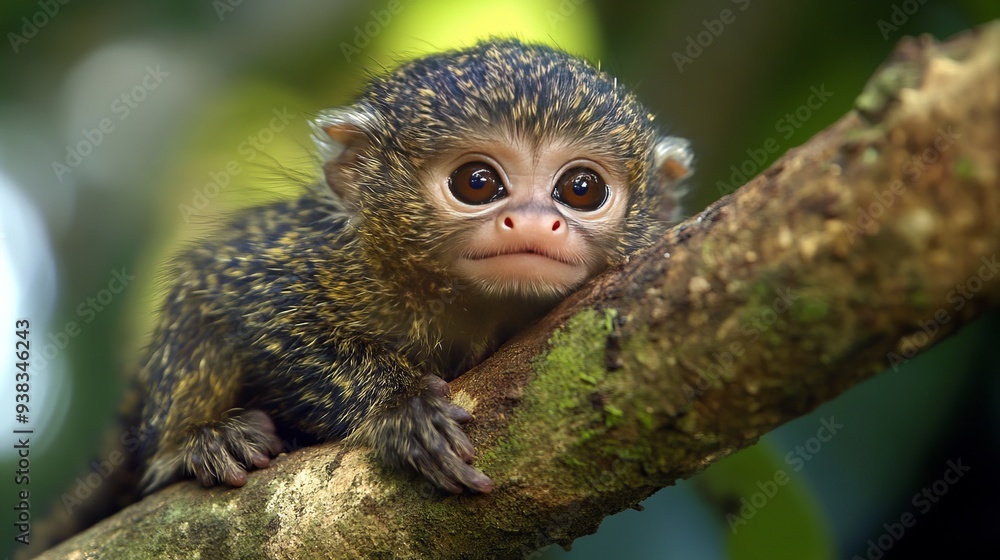 Western pygmy marmoset, Callithrix pygmaea, one of the smallest monkeys ...