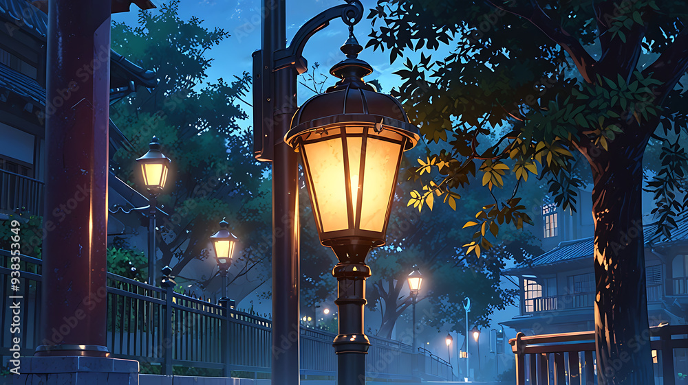 Outdoor urban Vintage street light posts set ,electric street lamp ...