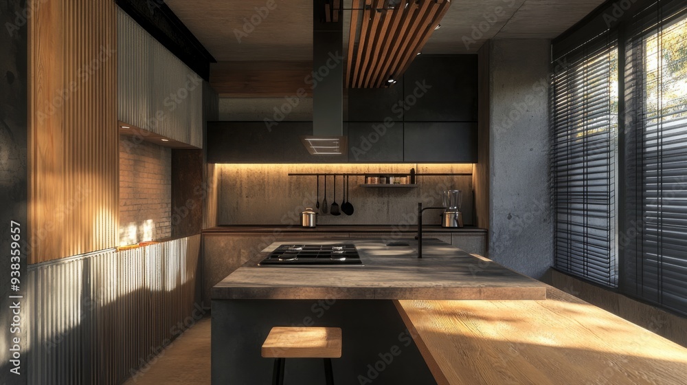 Harmony in Minimalism: Japanese-Inspired Industrial Kitchen with an ...