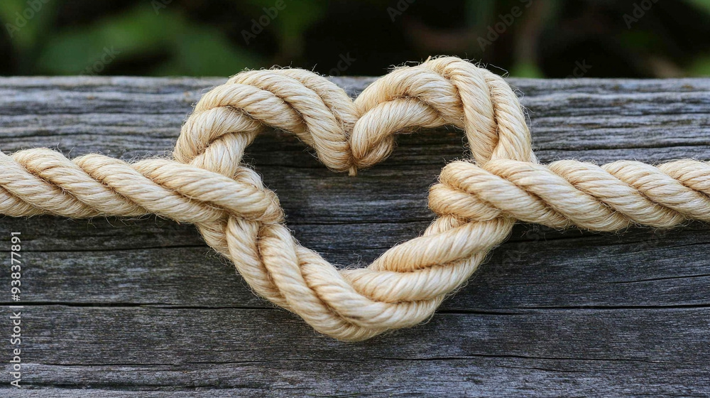 rope tied in a knot forming a heart shape, symbolizing love, commitment ...