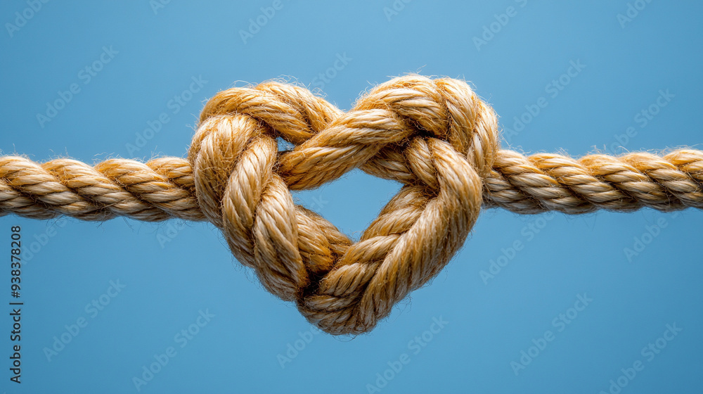 rope tied in a knot forming a heart shape, symbolizing love, commitment ...