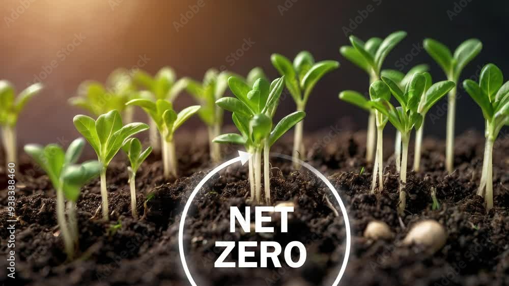 Net zero and carbon neutral concept.Net zero icons In Green Forest With ...