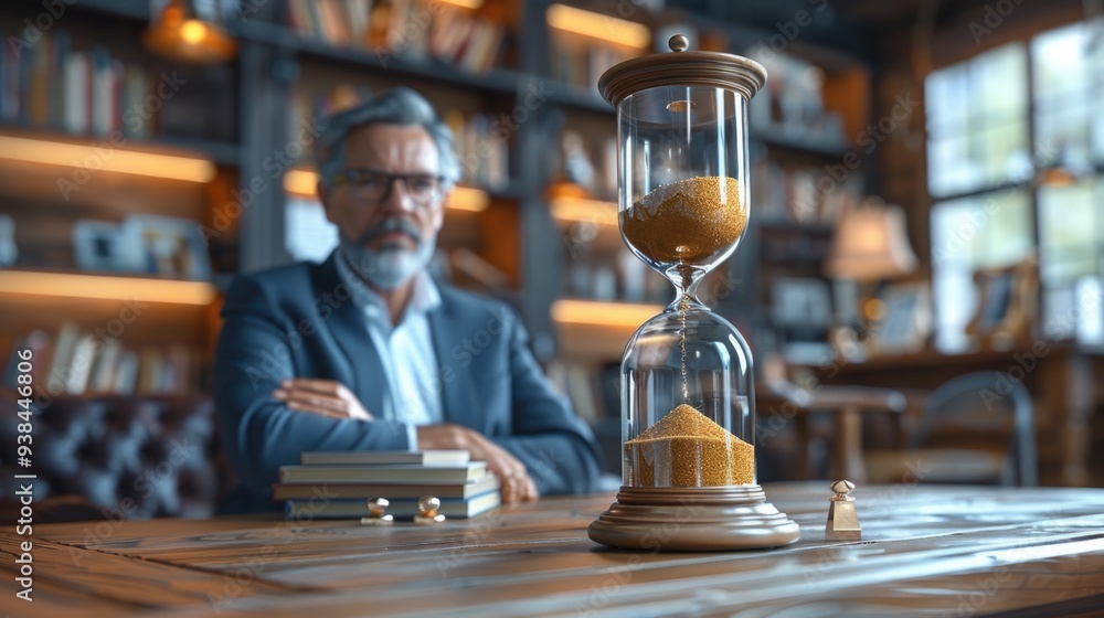 Temporal essence: hourglass, symbolizing the swift passage of time ...