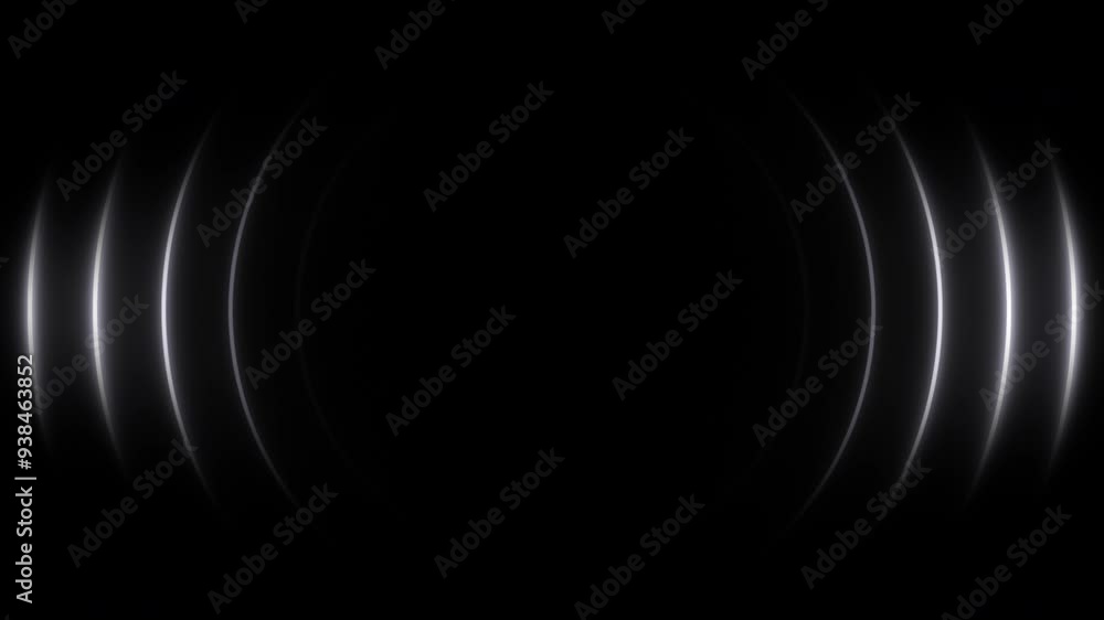 Bright white neon sound waves seamless motion. Radio wave signal, radar ...