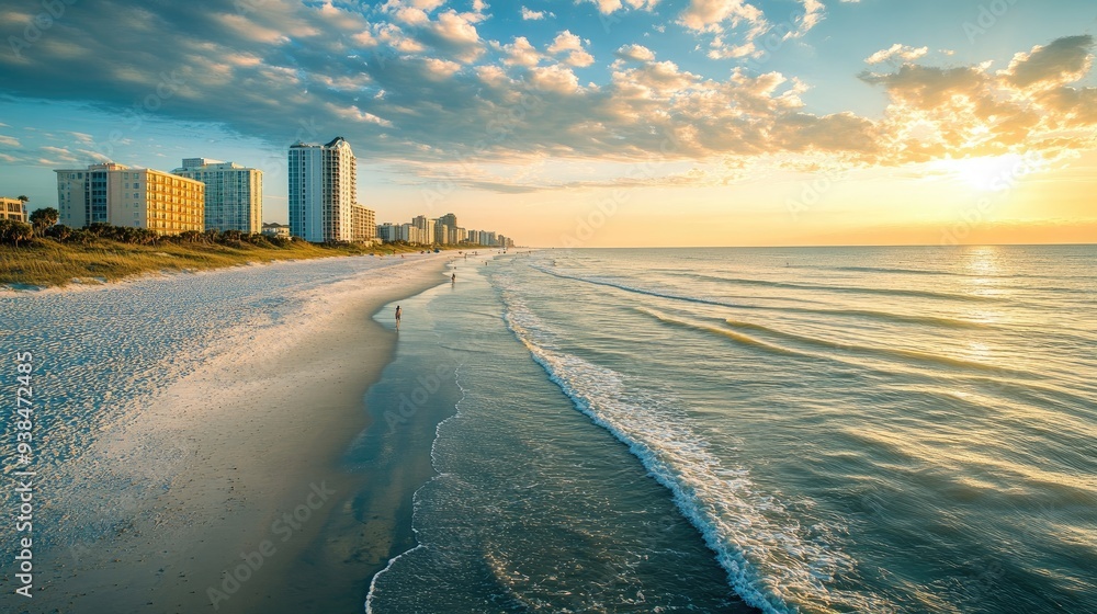 Myrtle Beachâ€™s iconic landmarks with soft, golden sand and a calm ...