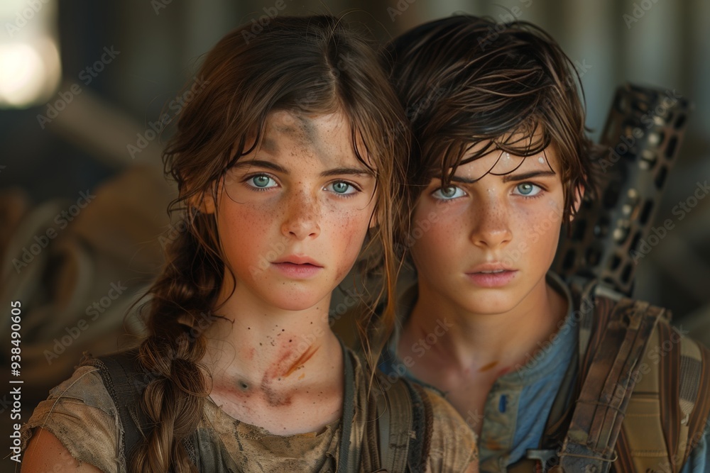 A young boy and girl, haunted by the shadows of a global catastrophe ...