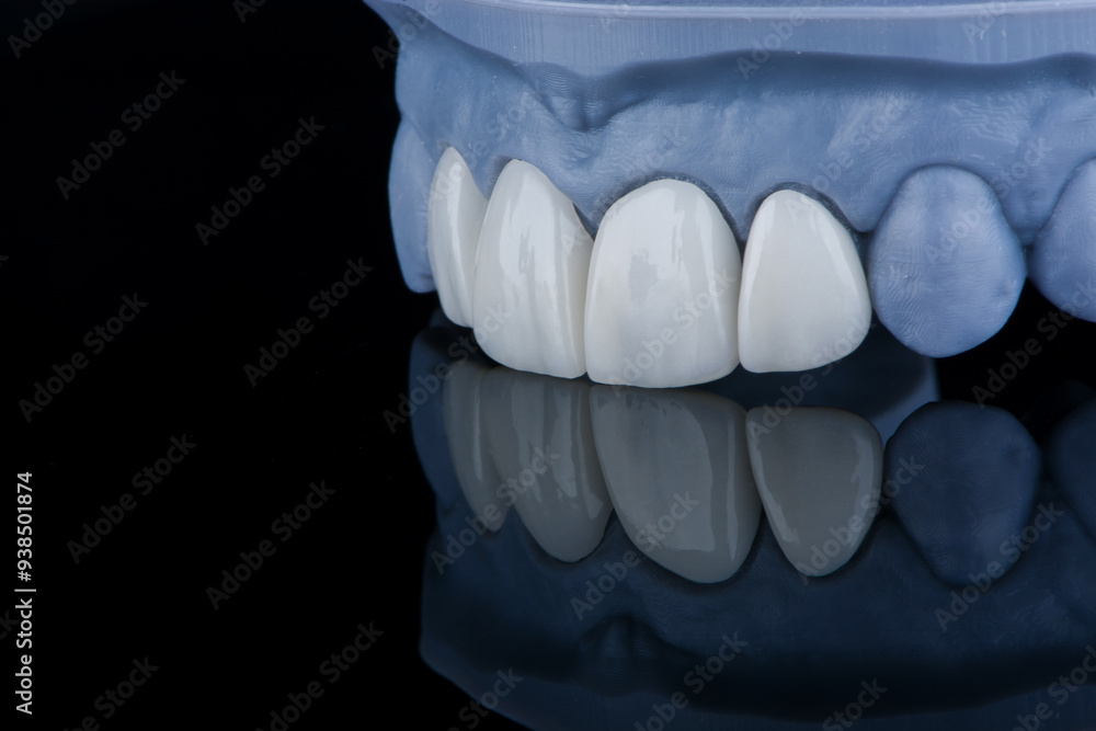 Dental single crowns made of zirconium in bleach color for fixation to ...