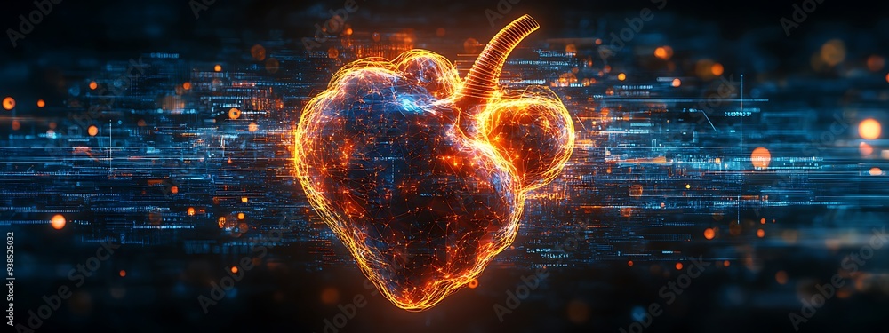 Futuristic medical research or heart cardiology health care with ...