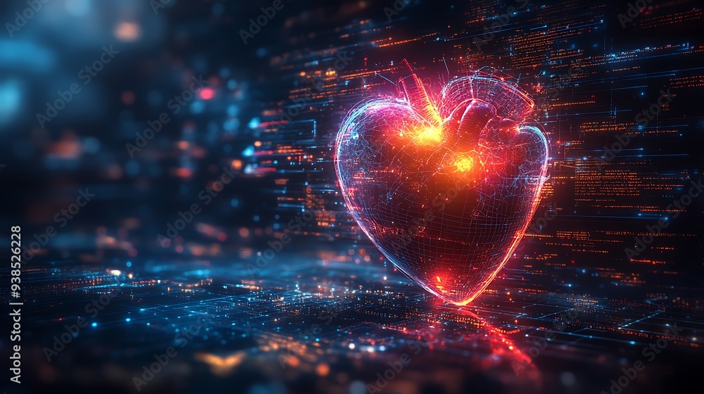 Futuristic medical research or heart cardiology health care with ...