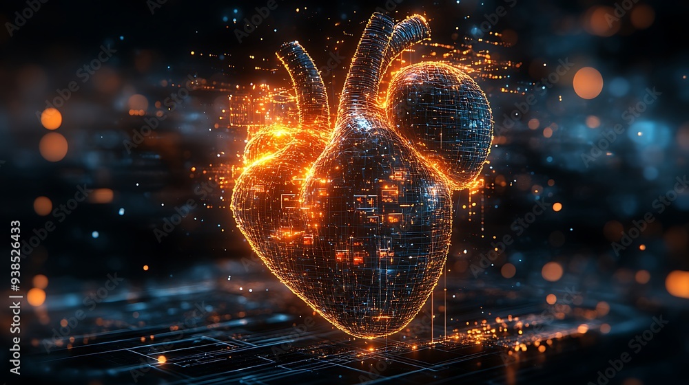 Futuristic medical research or heart cardiology health care with ...