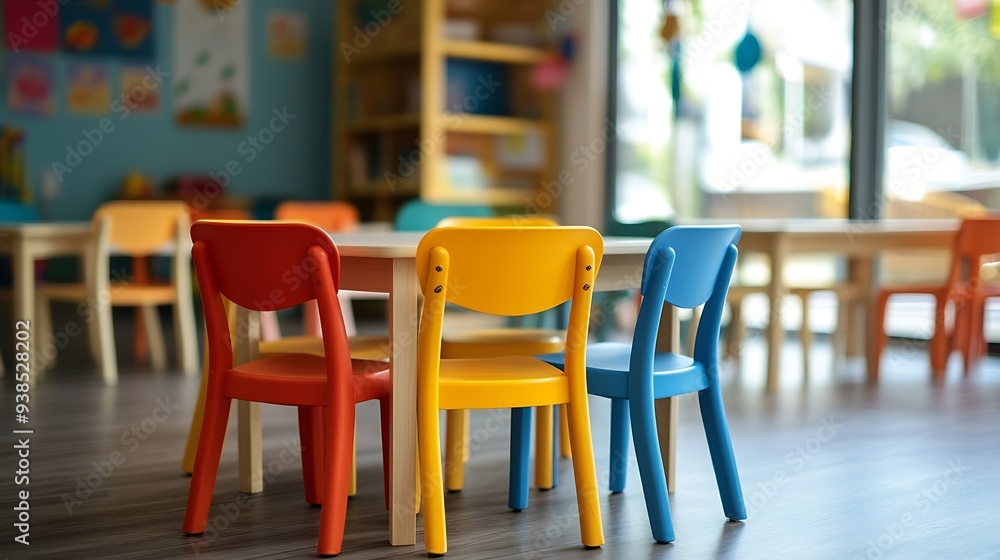 Tables and chairs for preschool and school educational premises for children to study general ...