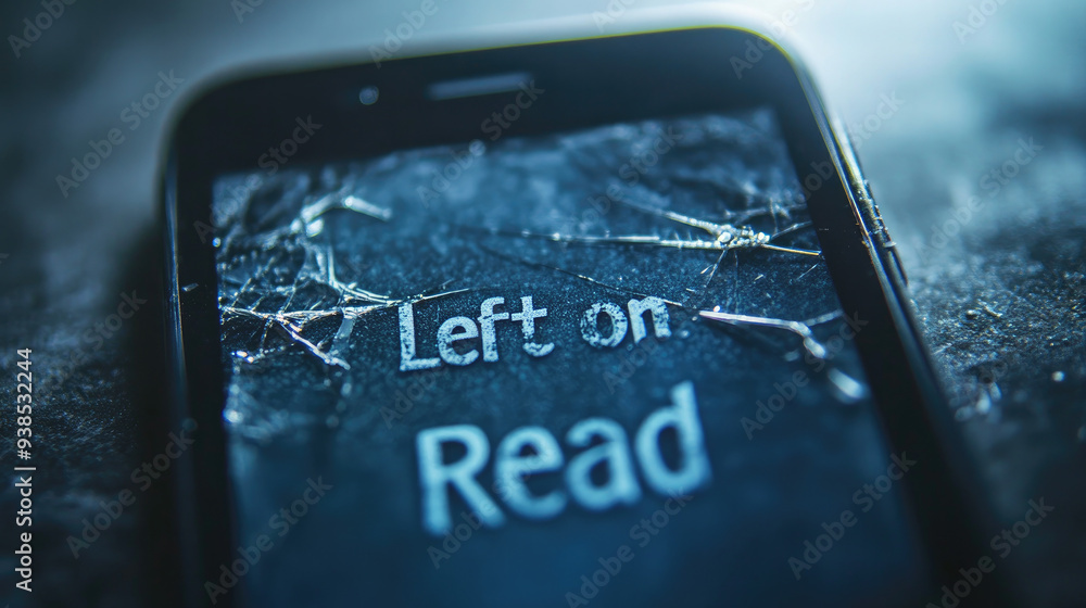 Left on Read message on a cracked phone screen. The meme means someone ...