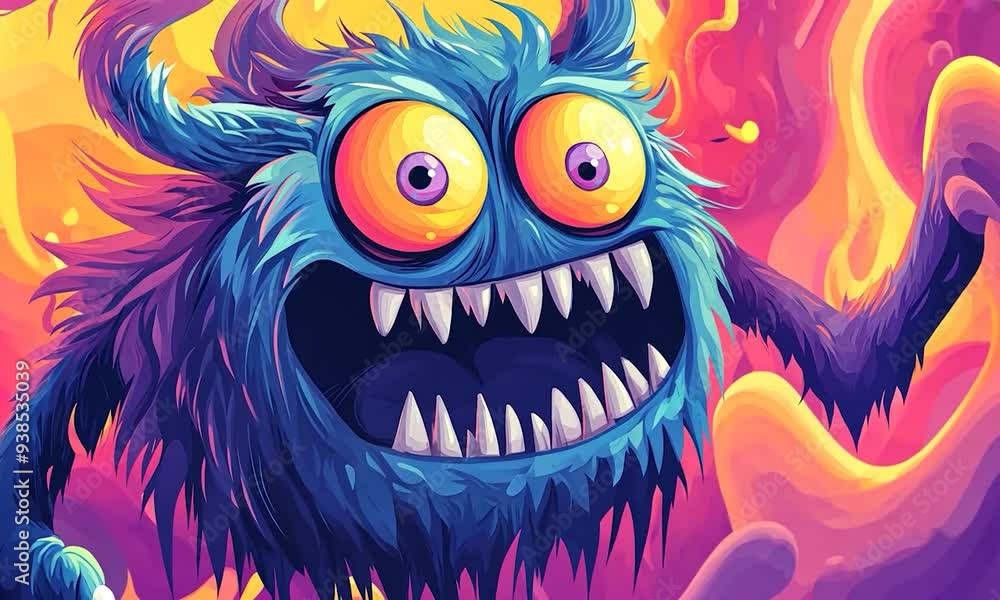 2D cartoon style monster illustration featuring a character in a ...