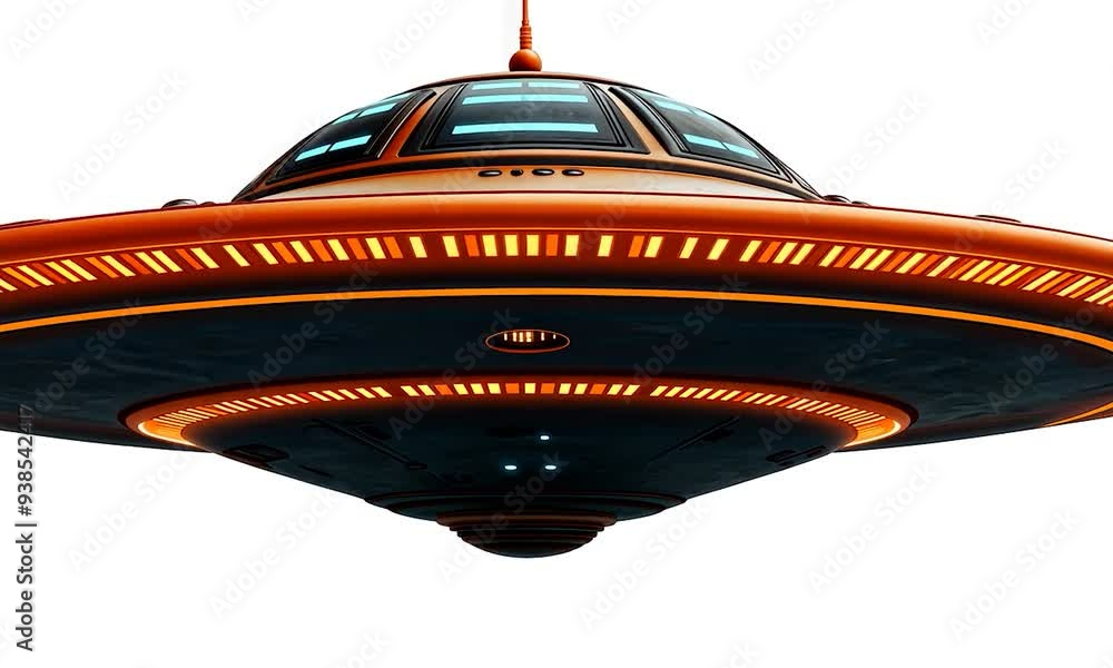 2D cartoon style UFO featuring a retro alien spaceship and flying ...