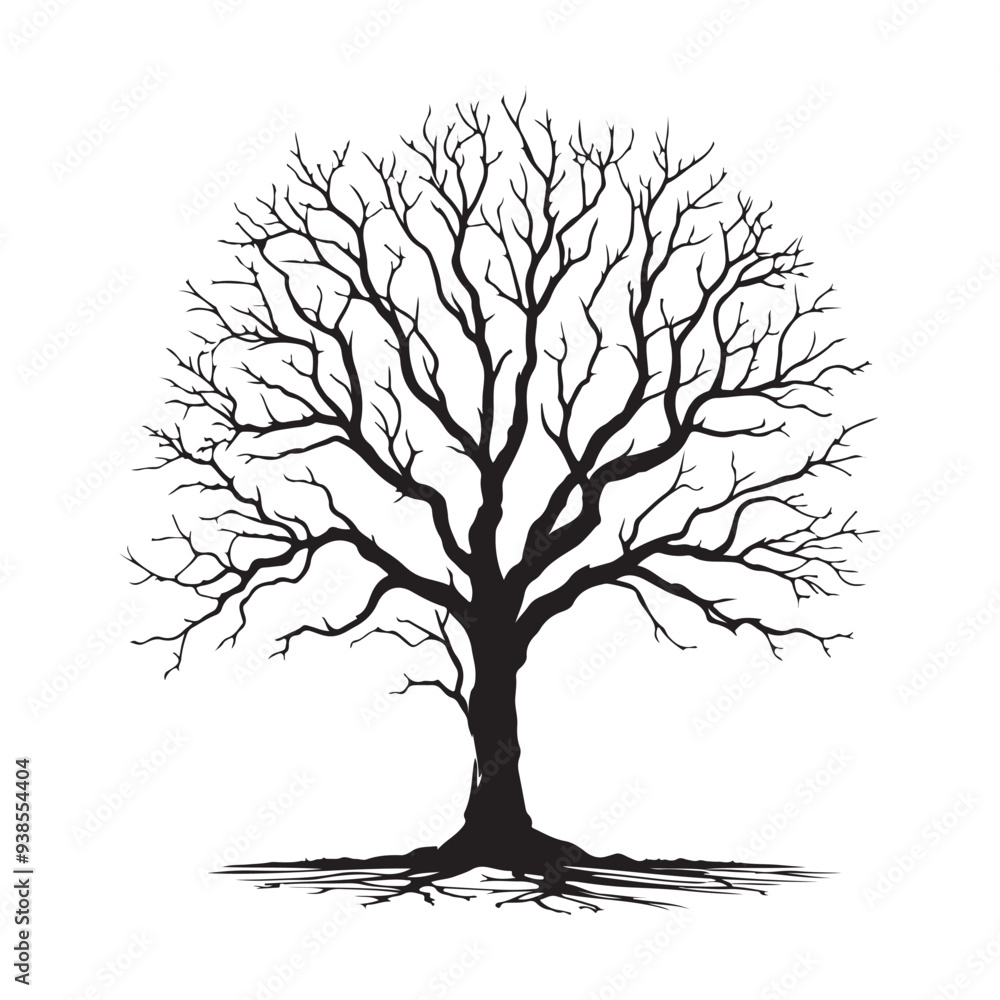 Digital art of group of black trees without leaves isolated on ...