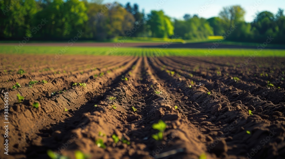 A peaceful field - rows of freshly ploughed earth, carefully prepared ...