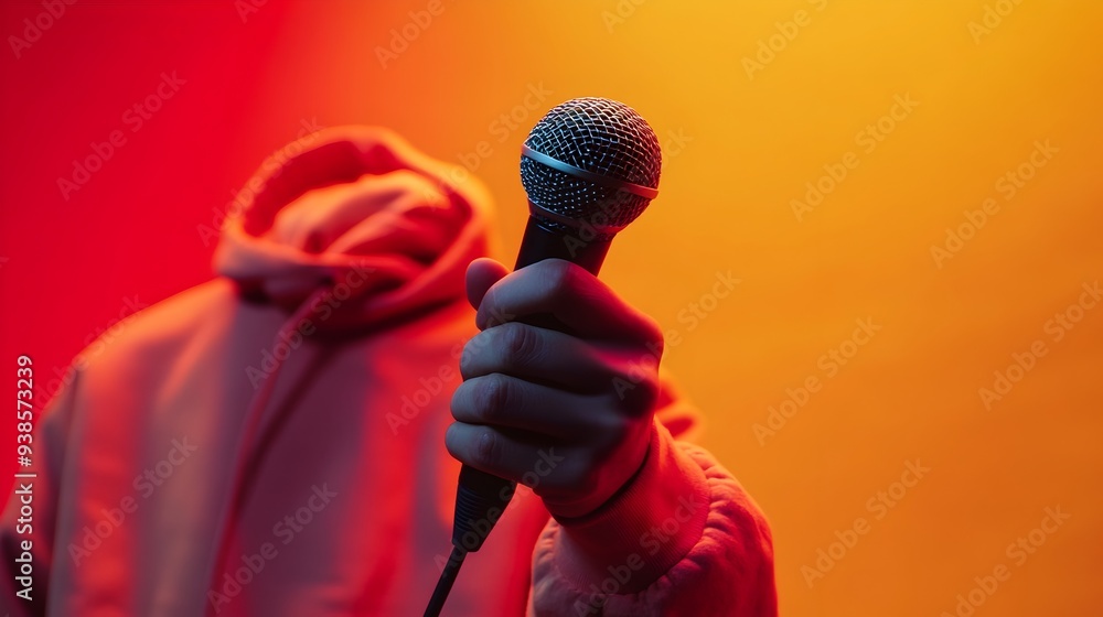 Energetic and charismatic solo singer passionately performing with a ...
