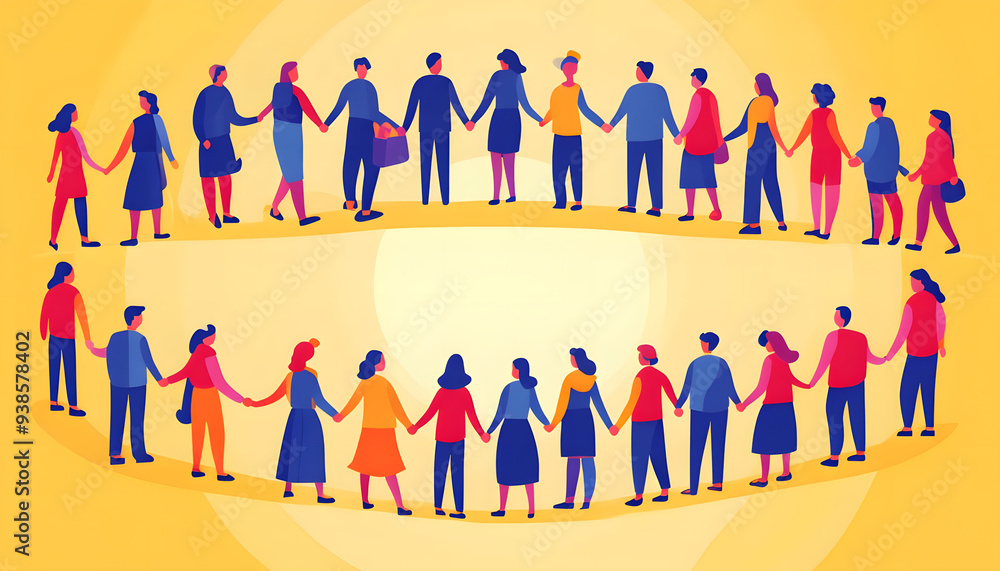 Illustration of different groups of people holding hands. Unity ...
